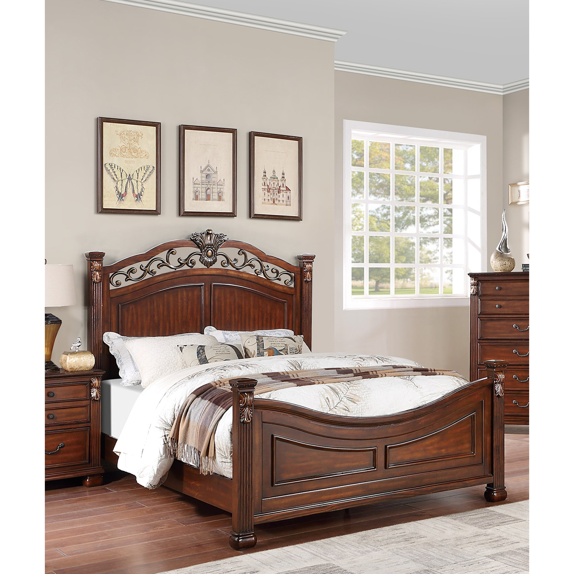 Darby Home Co Lit très grand American Traditional en merisier foncé ...