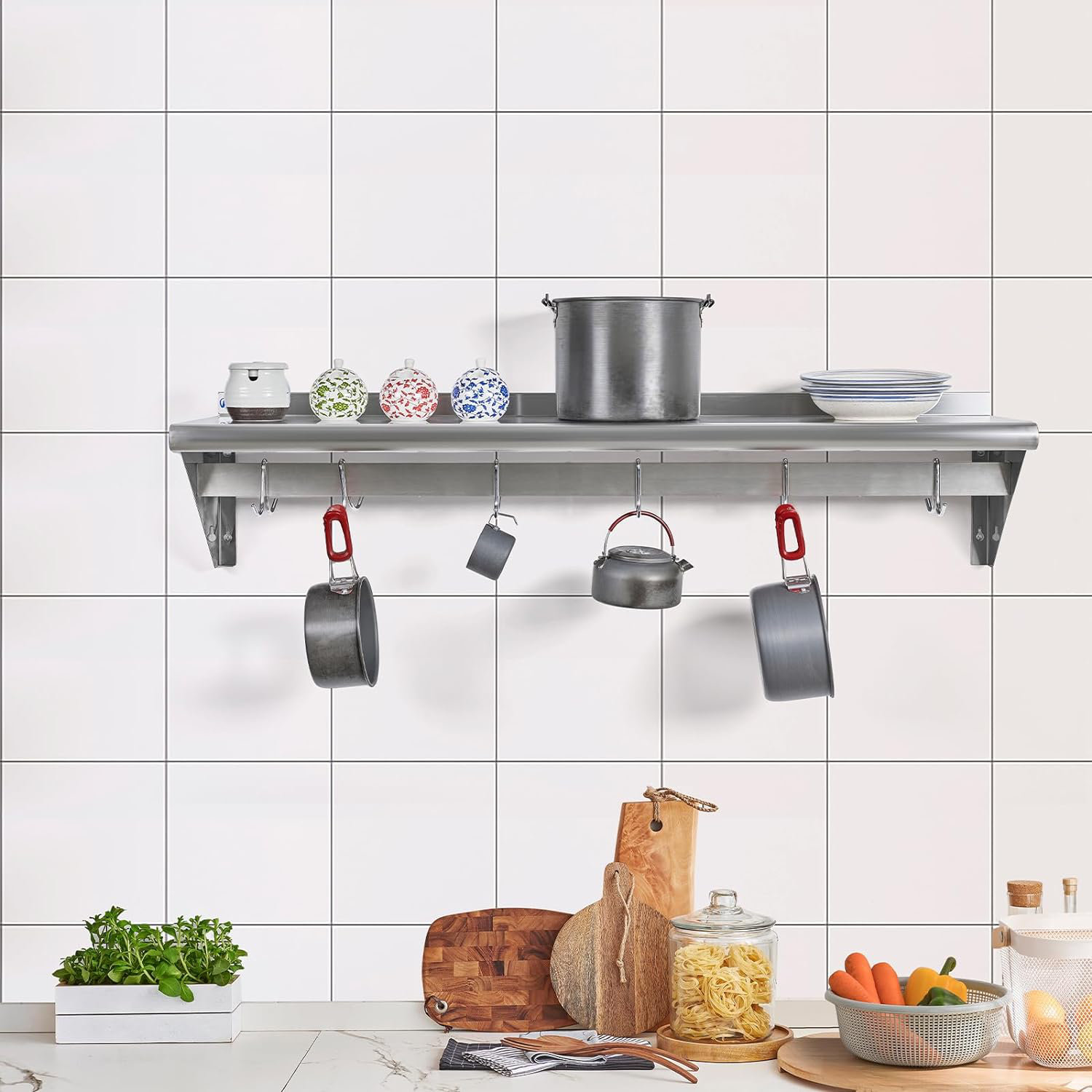 Latitude Run® Stainless Steel Wall Mounted Pot Rack | Wayfair