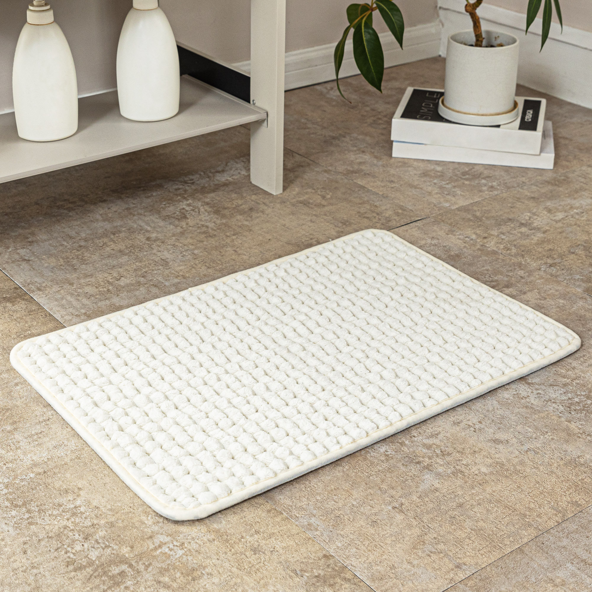 Ebern Designs Tapis pour salle de bain en velours côtelé ultra doux et ...