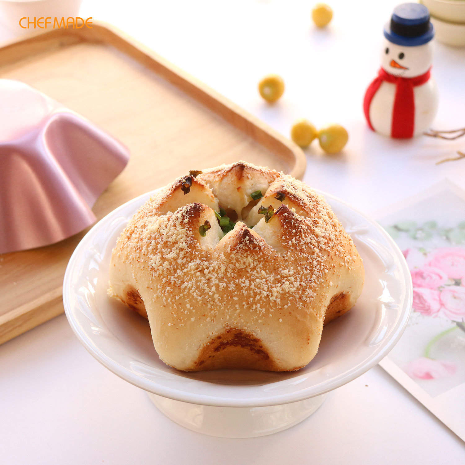 CHEFMADE Taco Bowl Shell Maker, Nonstick 6.8-Inch 4Pcs Hexagon Pandoro ...