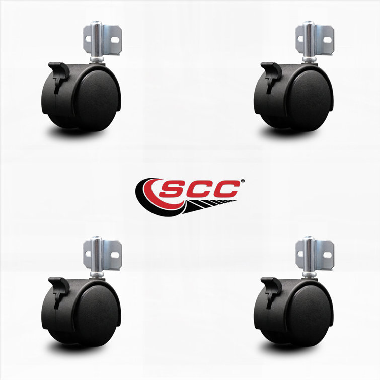 Service Caster Nylon Wheel Caster with Brake and Side Mount Brackets ...