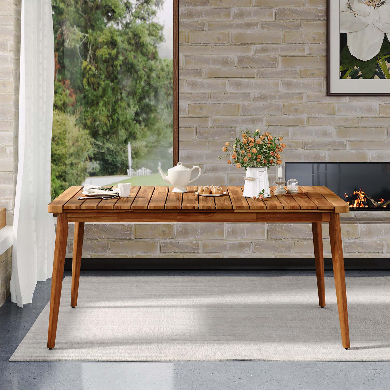 George Oliver Outdoor Wood Dining Table for Various Occasions and ...