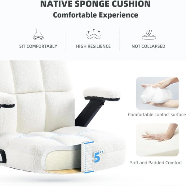 Inbox Zero SAETZONE Office Chair With Adjustable Tilt Angle And Arms ...