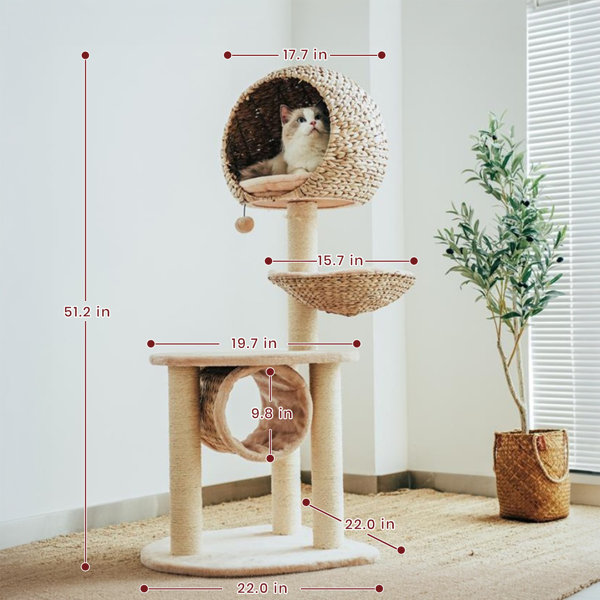 Tucker Murphy Pet™ Ezlyn Handwoven Bird Nest Cat Tree with Cat Hammock ...