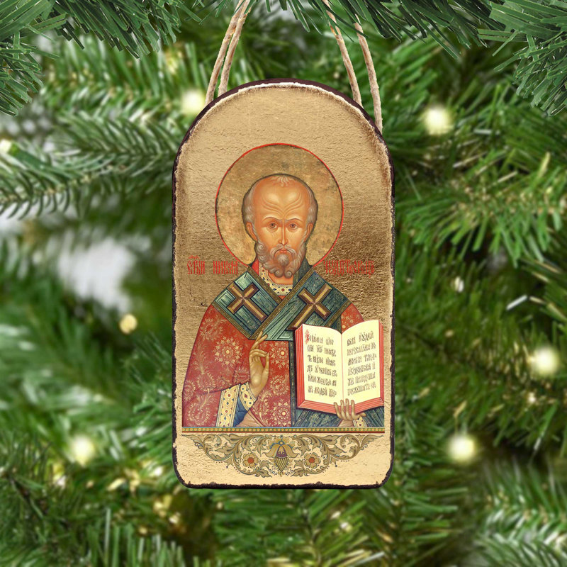 The Holiday Aisle® Inspirational Icon Saint Nicholas Wooden Ornament ...