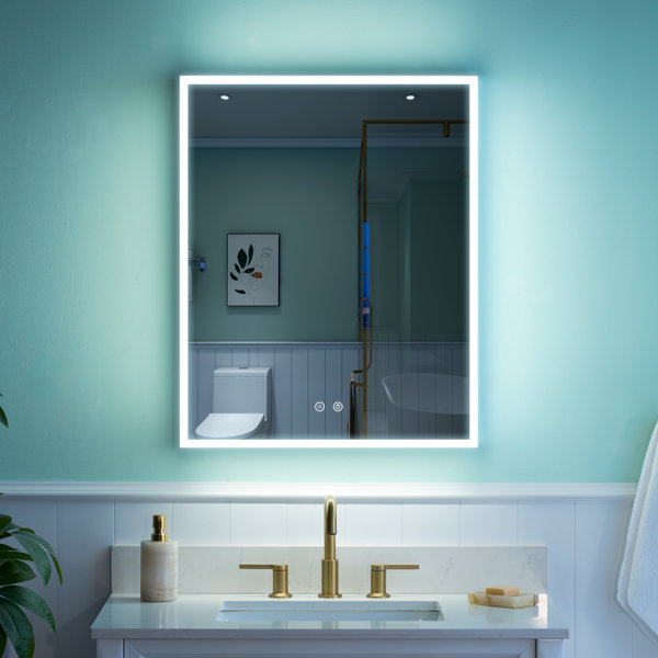 Ebern Designs Recessed Or Surface Wall Mount LED Mirror Cabinet With ...