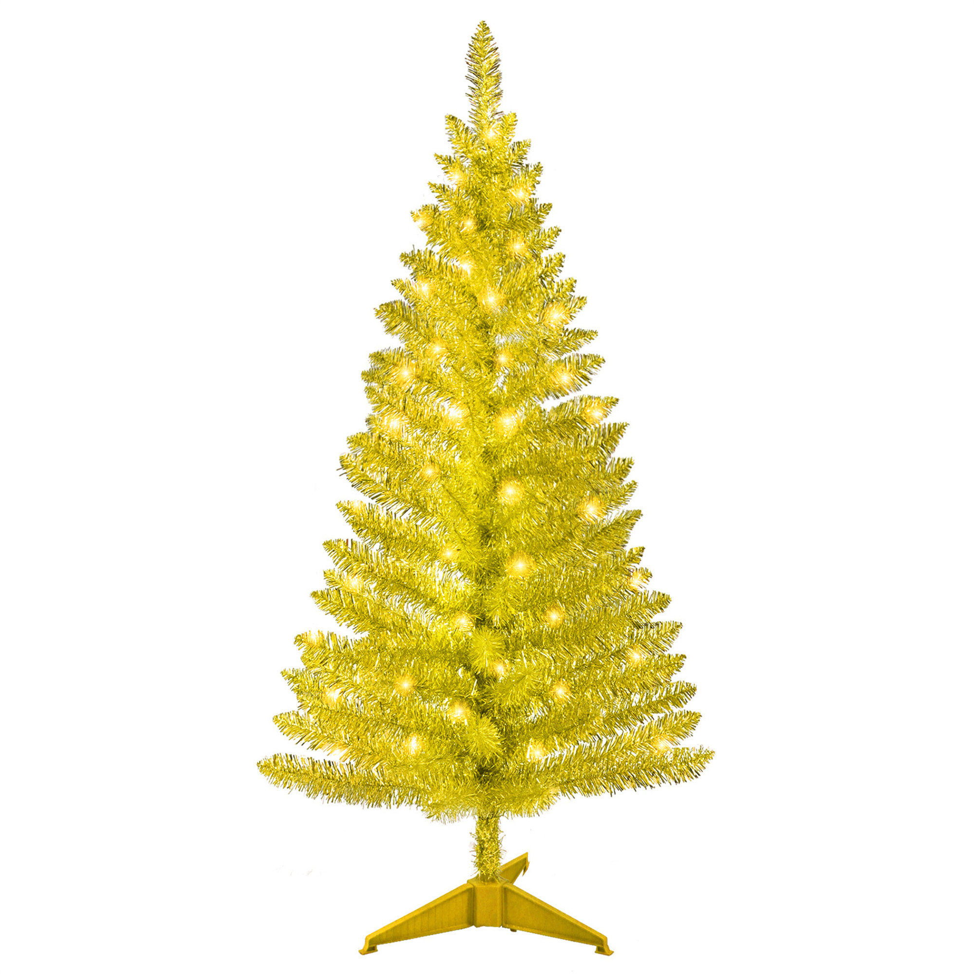 Wrought Studio™ 4FT Gold Christmas Tree With 50 UL Lights | Wayfair