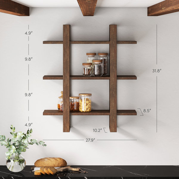 Nathan James Matte White Solid Wood Floating Shelf with Adjusta 2 Piece ...