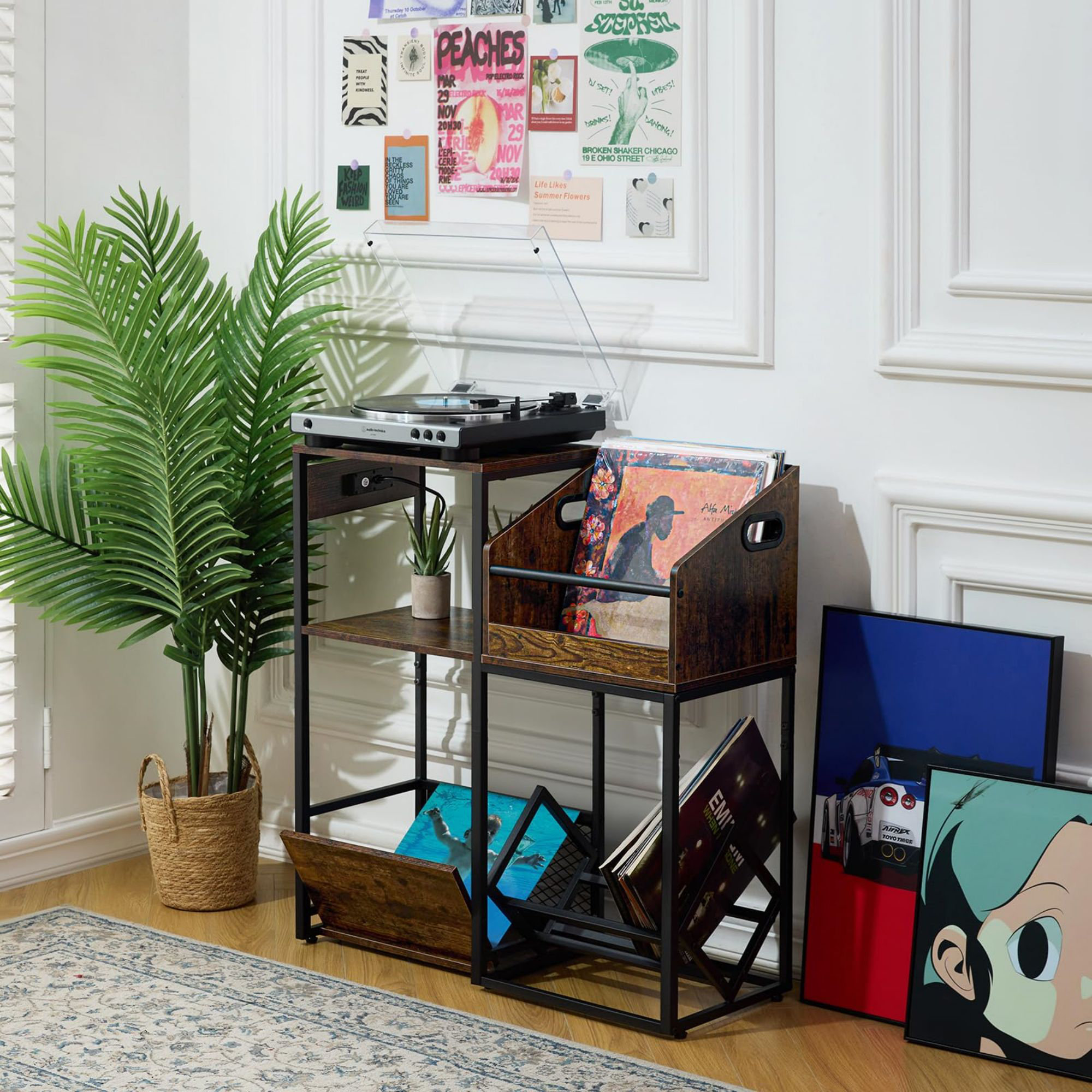 17 Stories Record Player Stand With Vinyl Storage Shelf - Wayfair Canada