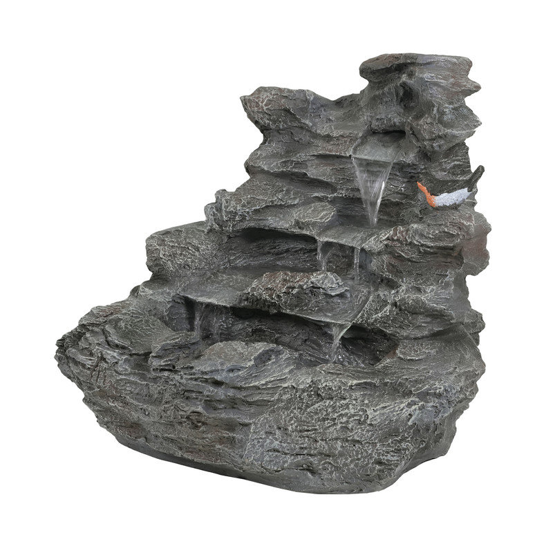 Loon Peak 4-Tiered Concrete Rock Waterfall Fountain, 20.8"H – Outdoor ...