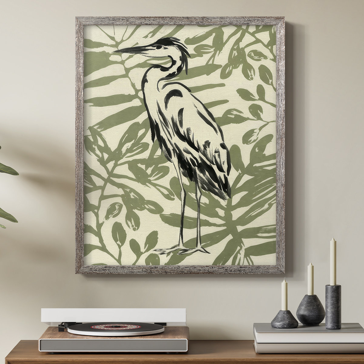 Ophelia & Co. Retro Parlor Heron IV Framed Print - Solid Wood | Wayfair