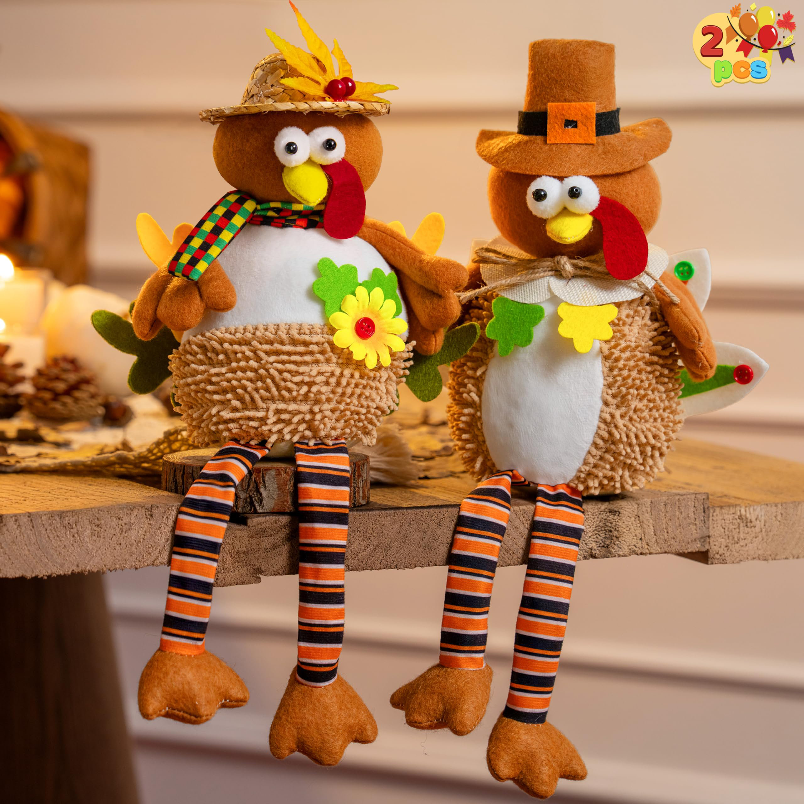 The Holiday Aisle® 2Pcs Thanksgiving Tabletop Standing Turkey with ...