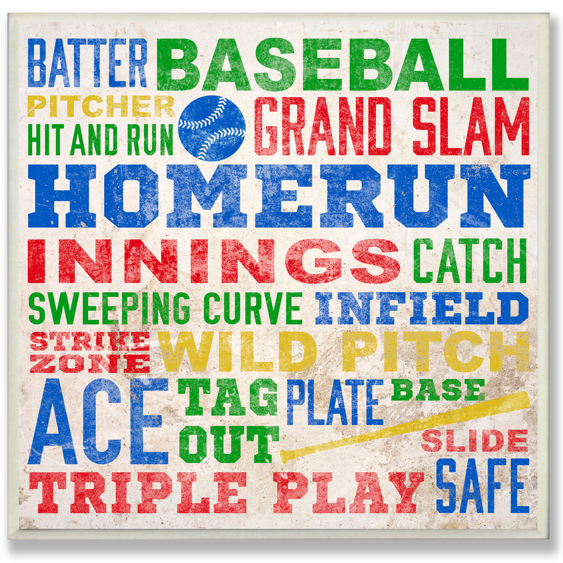 Viv + Rae Cambra 'Baseball Words' Framed Textual Art Wall Plaque ...