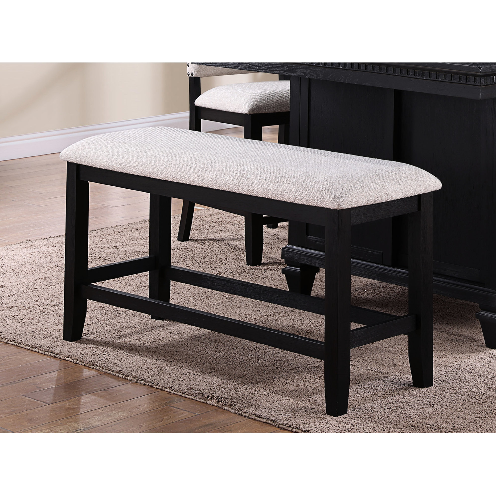 Banior Charcoal Black Dining Counter Height Bench - Vintage Style ...