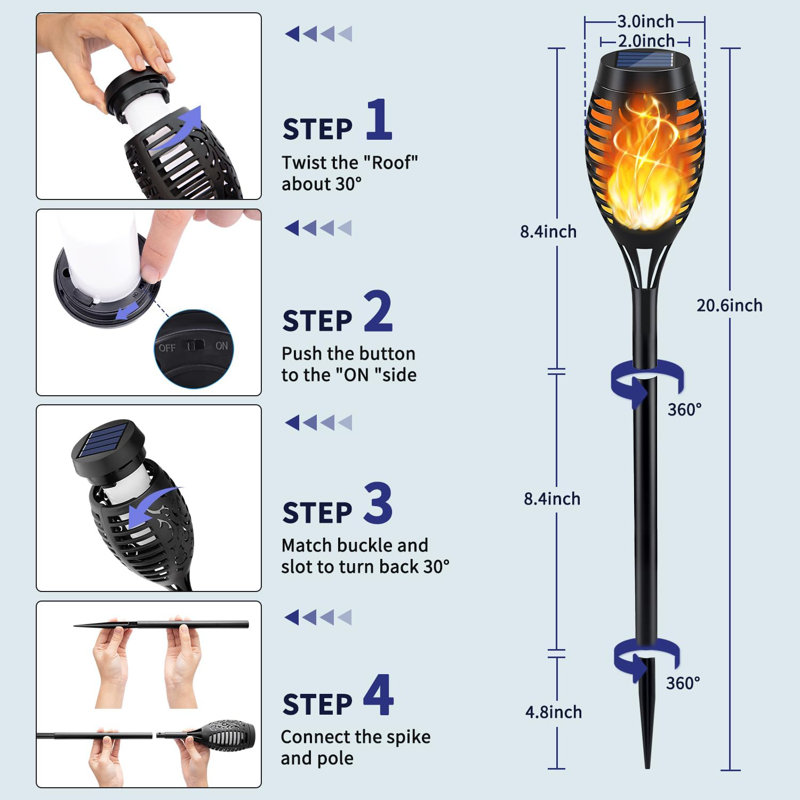 VONDREAMSET 20.6'' Solar Powered Tiki Torch | Wayfair