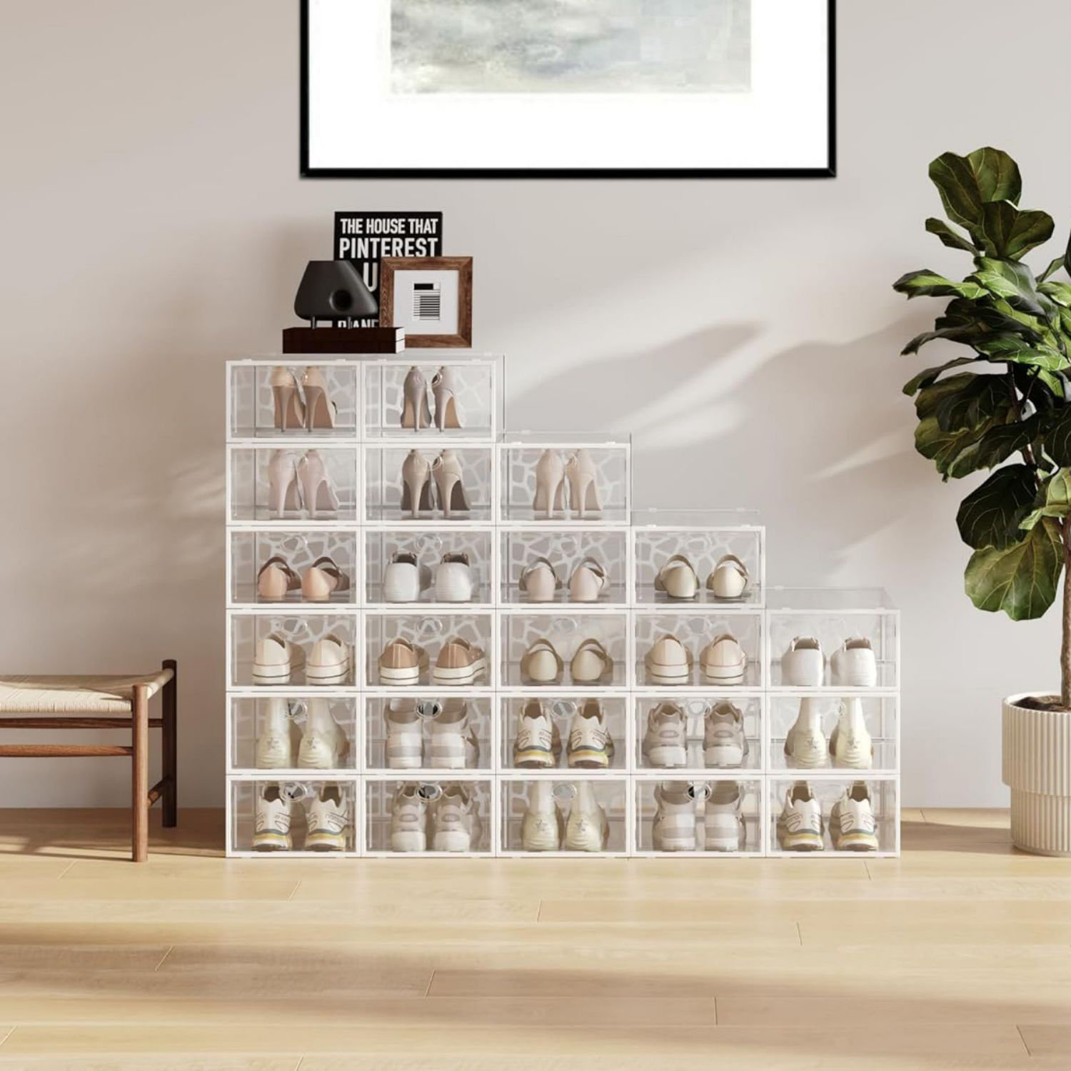 Rebrilliant 12 Pair Stackable Shoe Storage Box | Wayfair