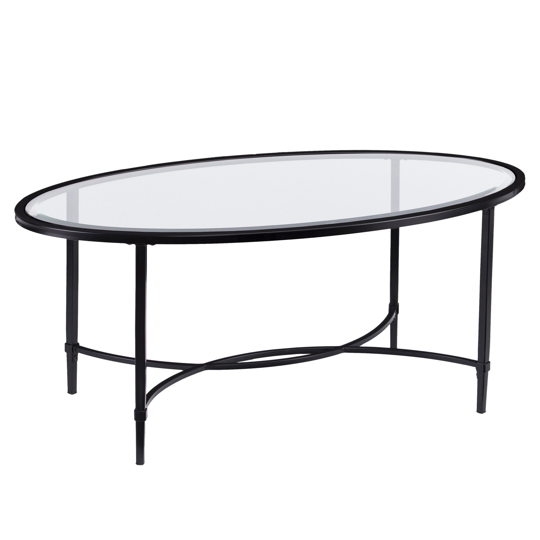 Latitude Run® 45" Black Glass And Metal Oval Coffee Table | Wayfair