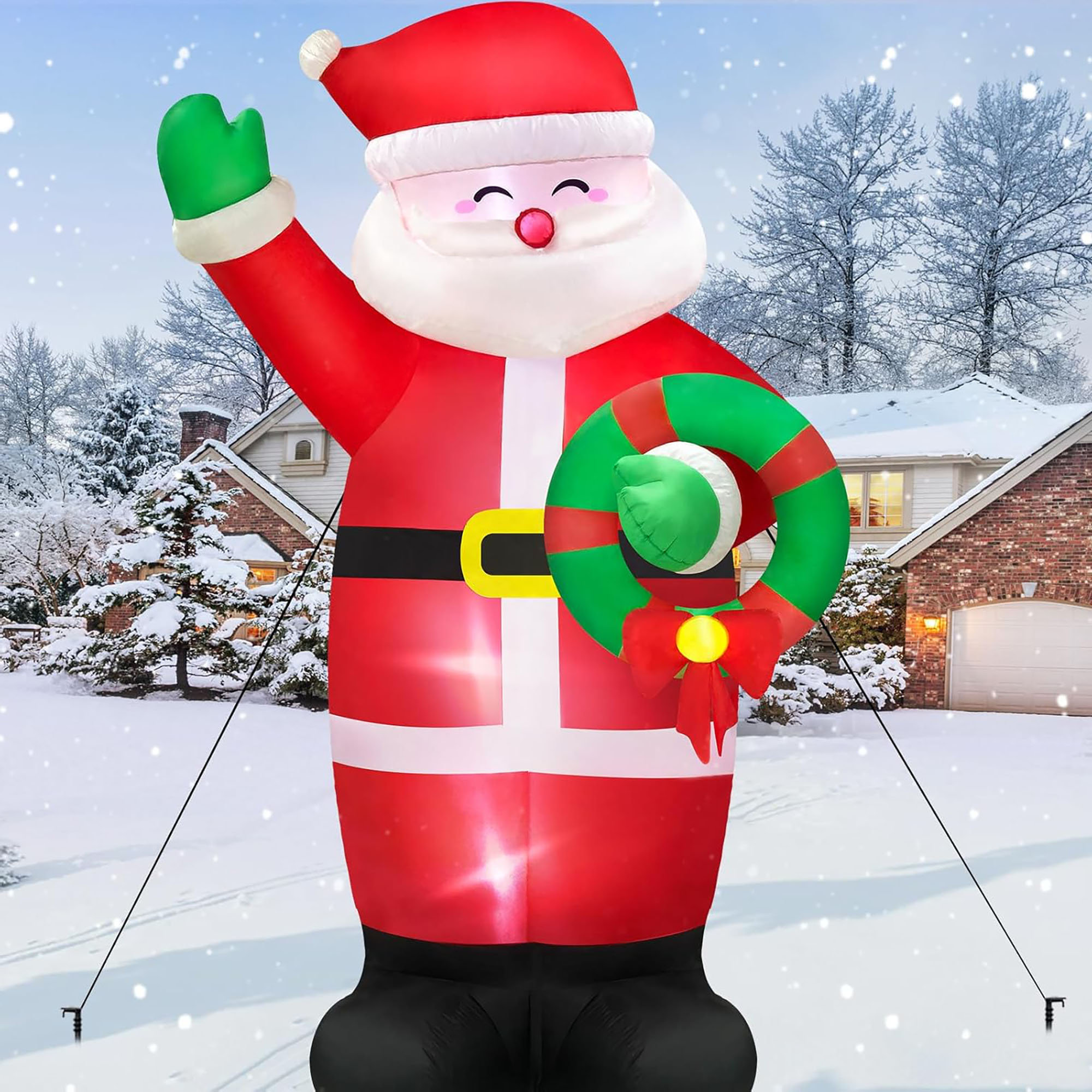 The Holiday Aisle® 6 FT Inflatable Santa Christmas Outdoor Decorations ...