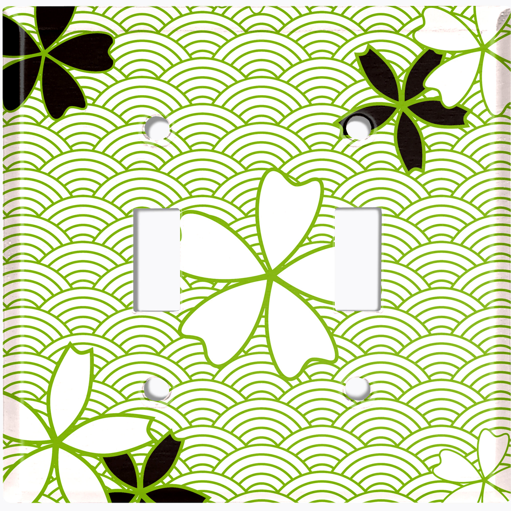 WorldAcc Japanese Pattern Flower Green 2-Gang Toggle Light Switch Wall ...