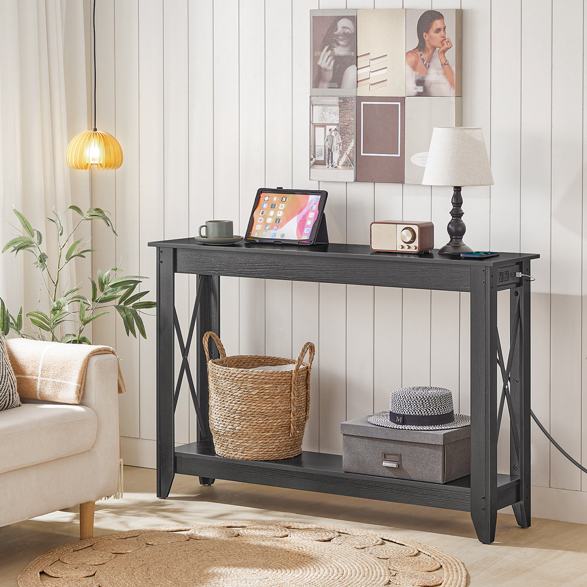 Winston Porter Samha 47.2'' Console Table with Charging Station ...