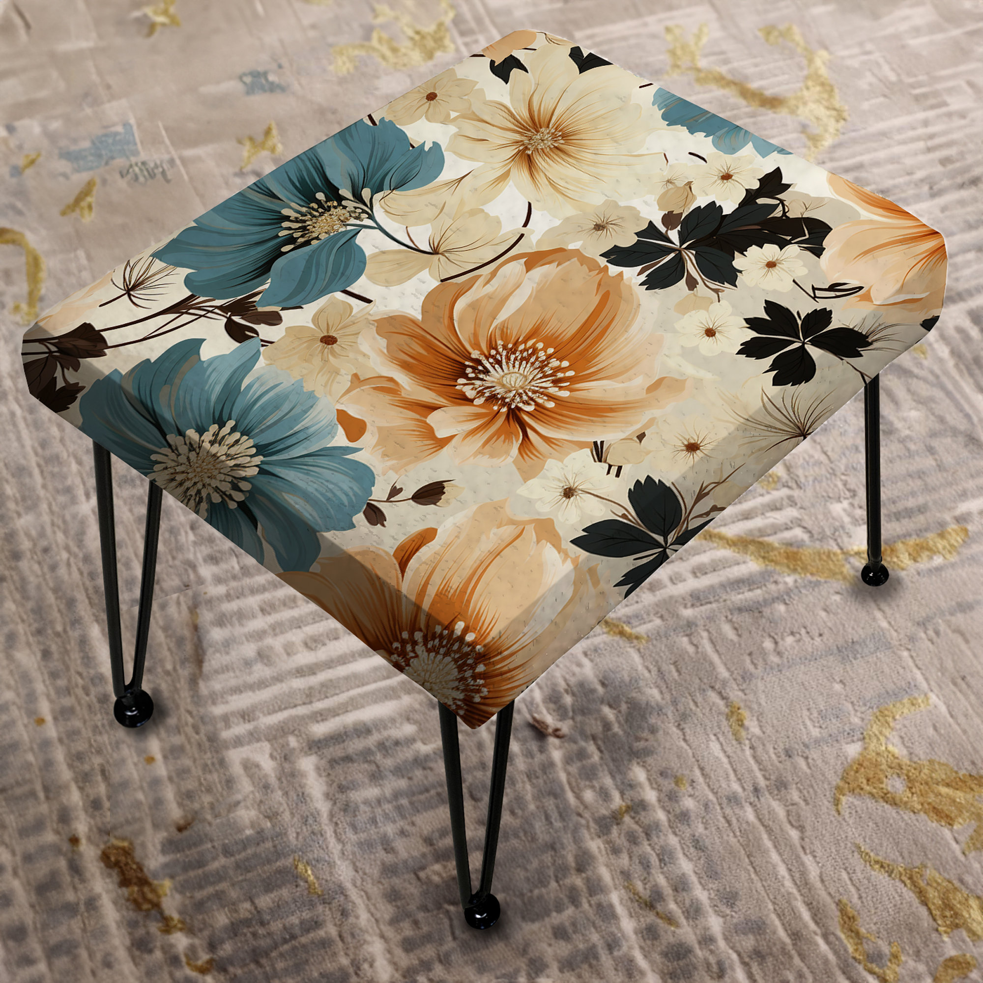 Design Art Coastal Tranquil Florals Collage Unveiled - Floral Rectangle ...