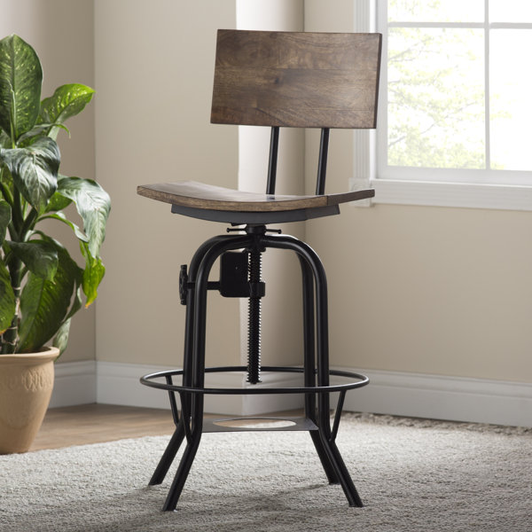 Williston Forge Mott Street Swivel Solid Wood Adjustable Height Stool ...