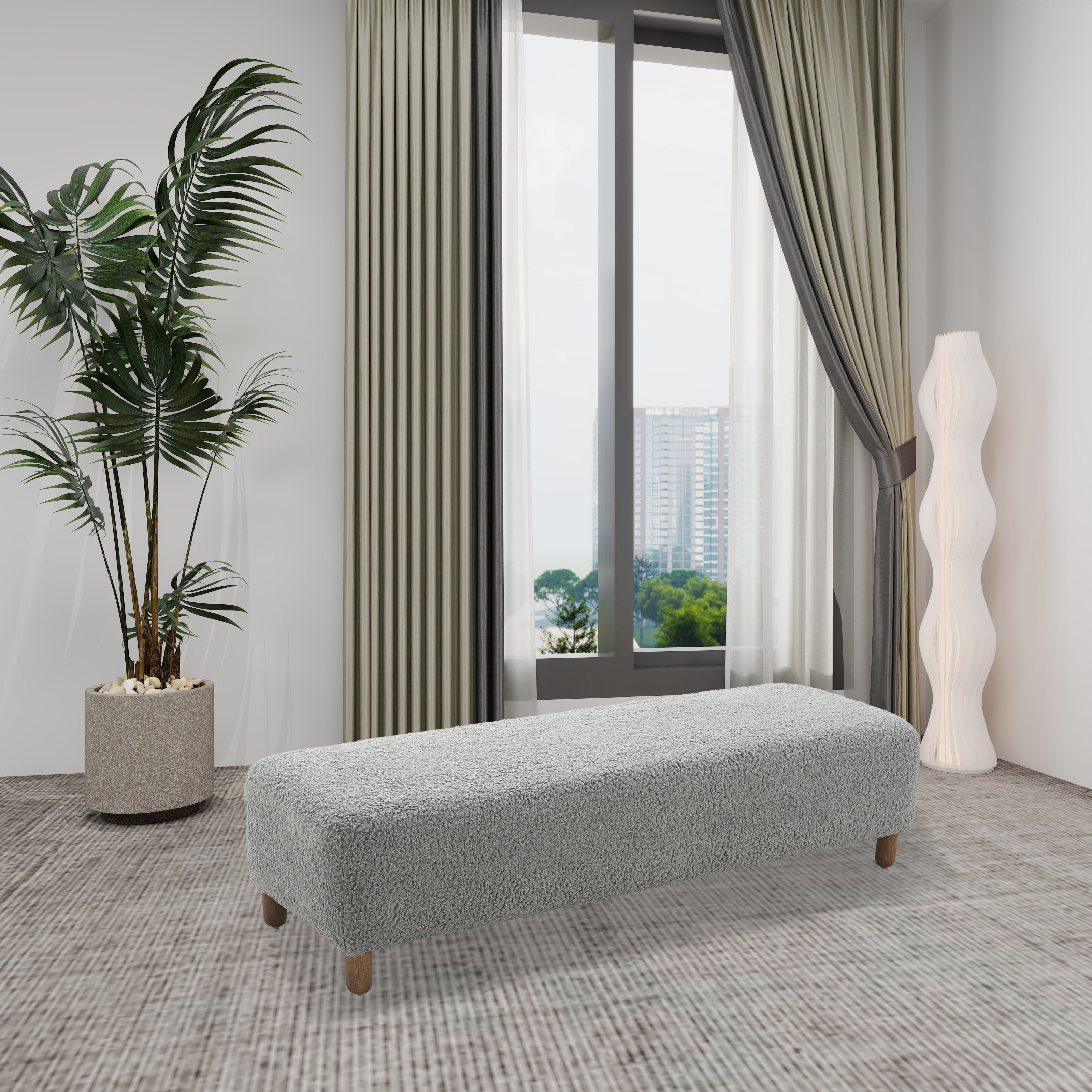 Latitude Run® 60.3"W Modern Ottoman Bench,Upholstered Footrest For ...