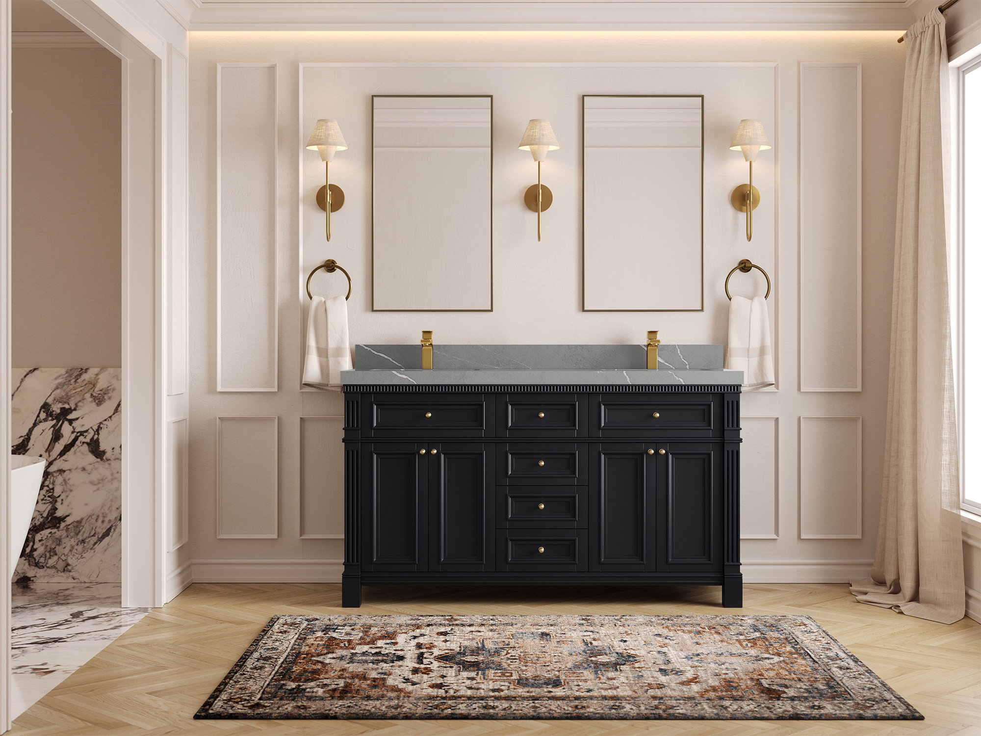 Red Barrel Studio® Jenniferlynn 60 In. W X 22 In. D Double Sink ...