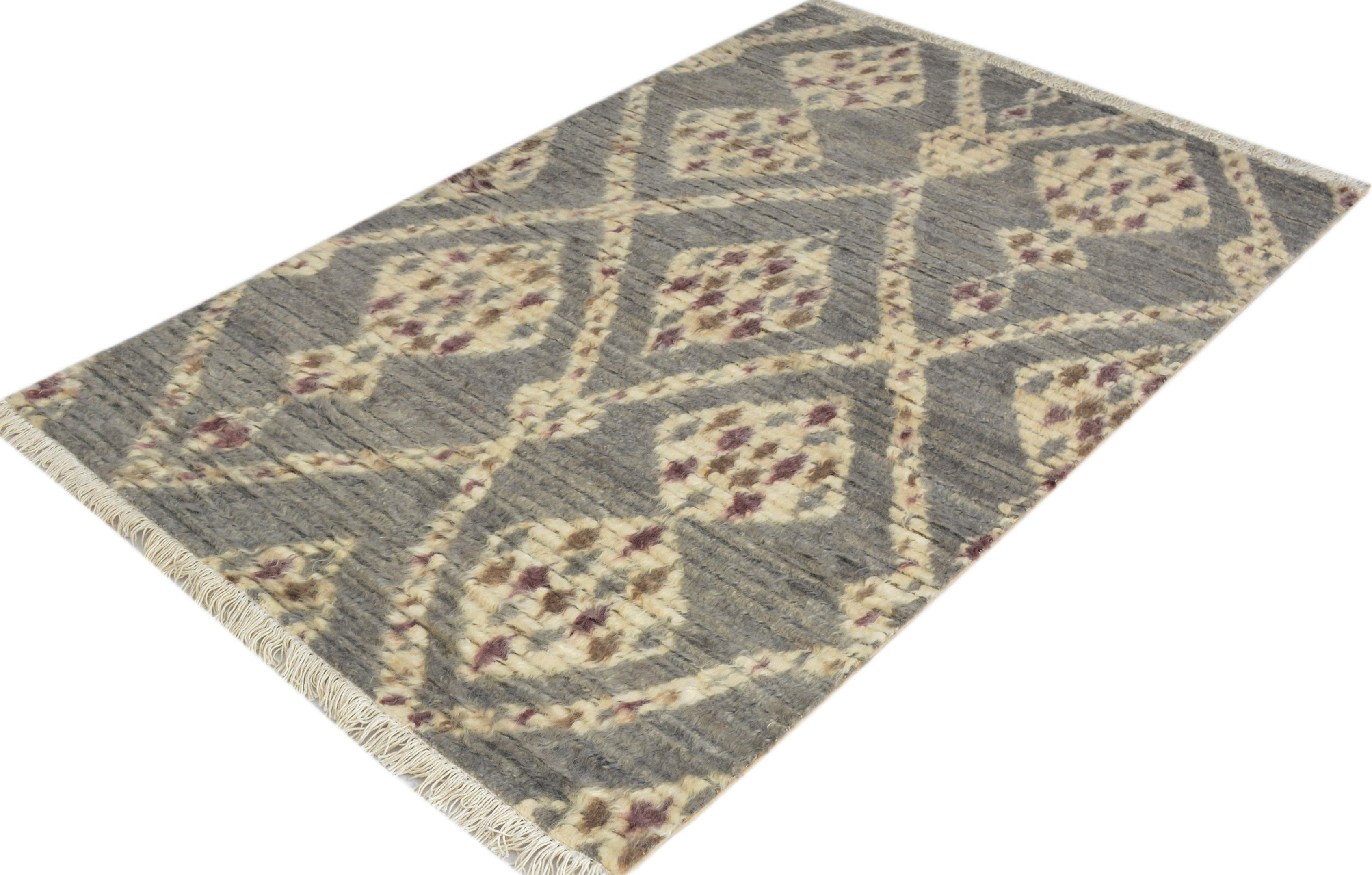 Isabelline Sinclair Geometric Handmade Hand-Knotted Rectangle 3'11" x 6 ...