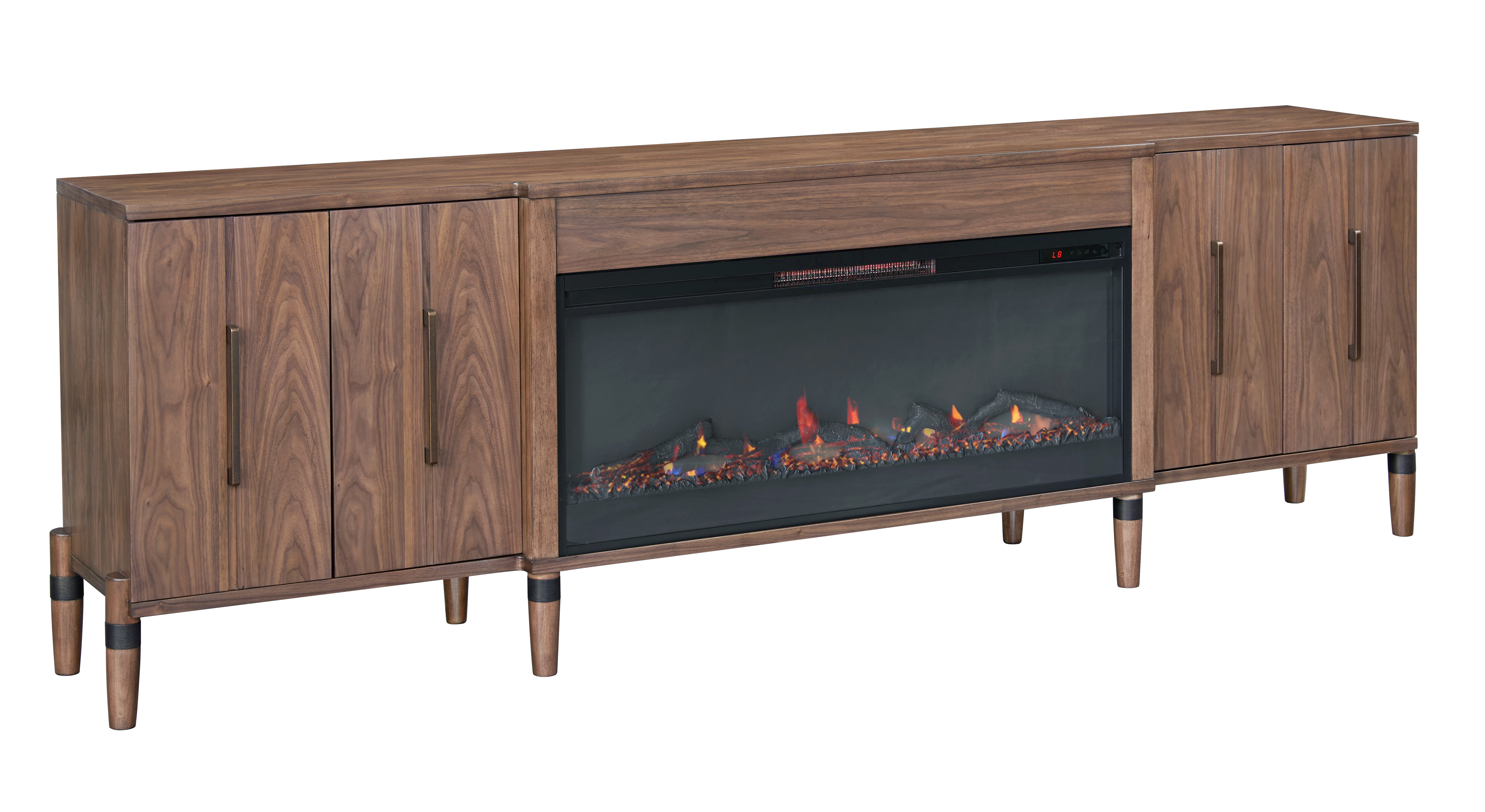 Birch Lane™ Conner Solid Wood TV Stand with Electric Fireplace for TVs ...