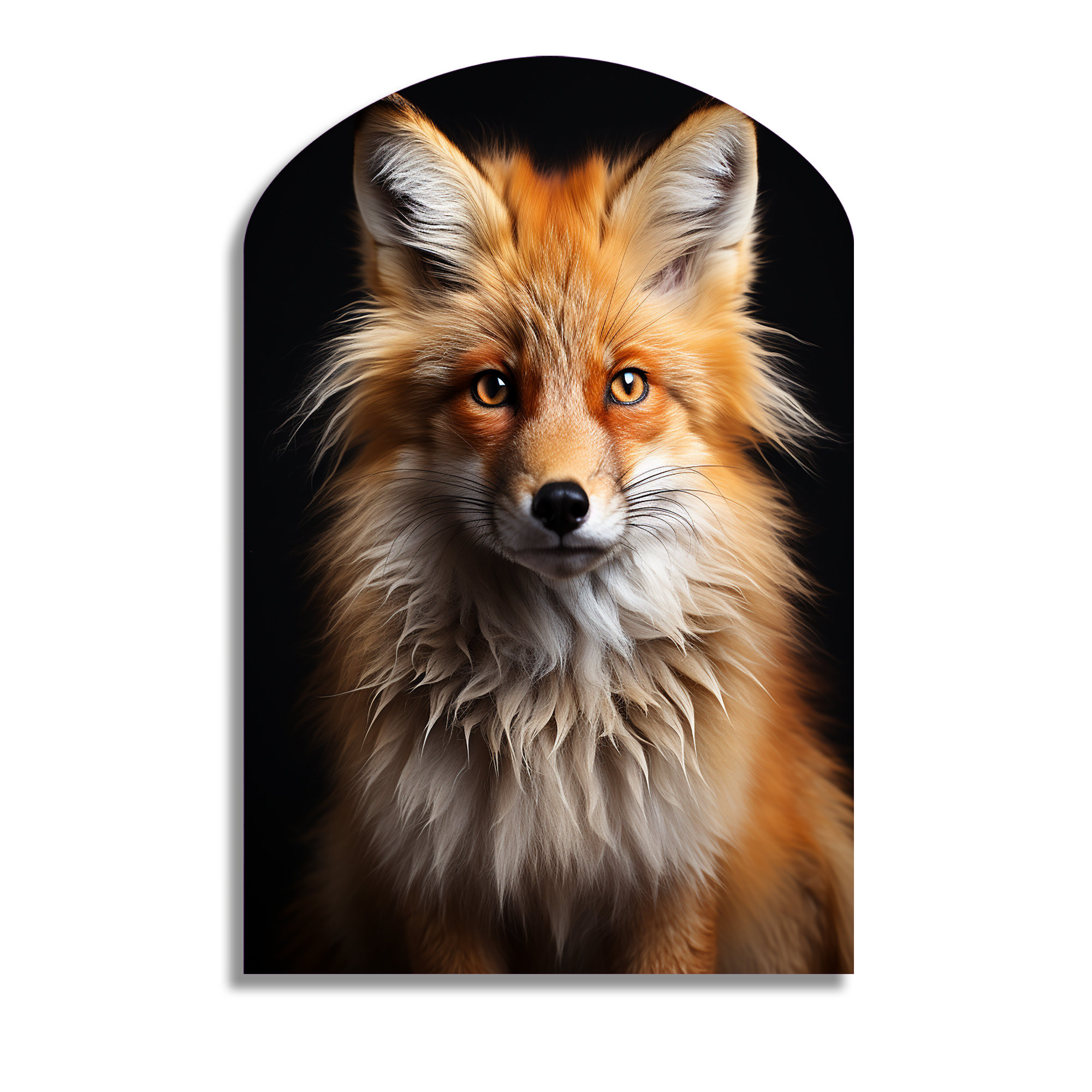 Design Art Orange Fox Guardian - Fox Arch Shape Asymmetric Metal Wall ...