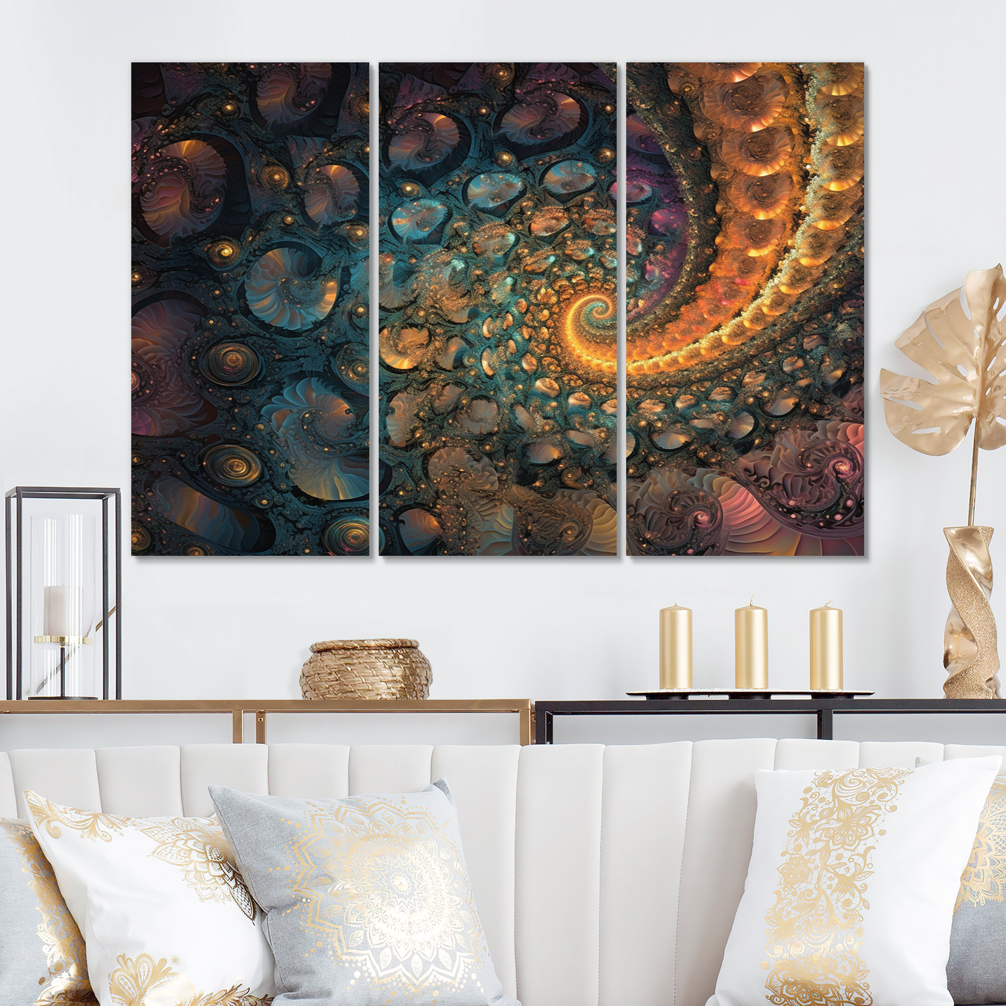 Hokku Designs Dark Rainbow Fractal Spiral II - Fractals Wall Art Living ...