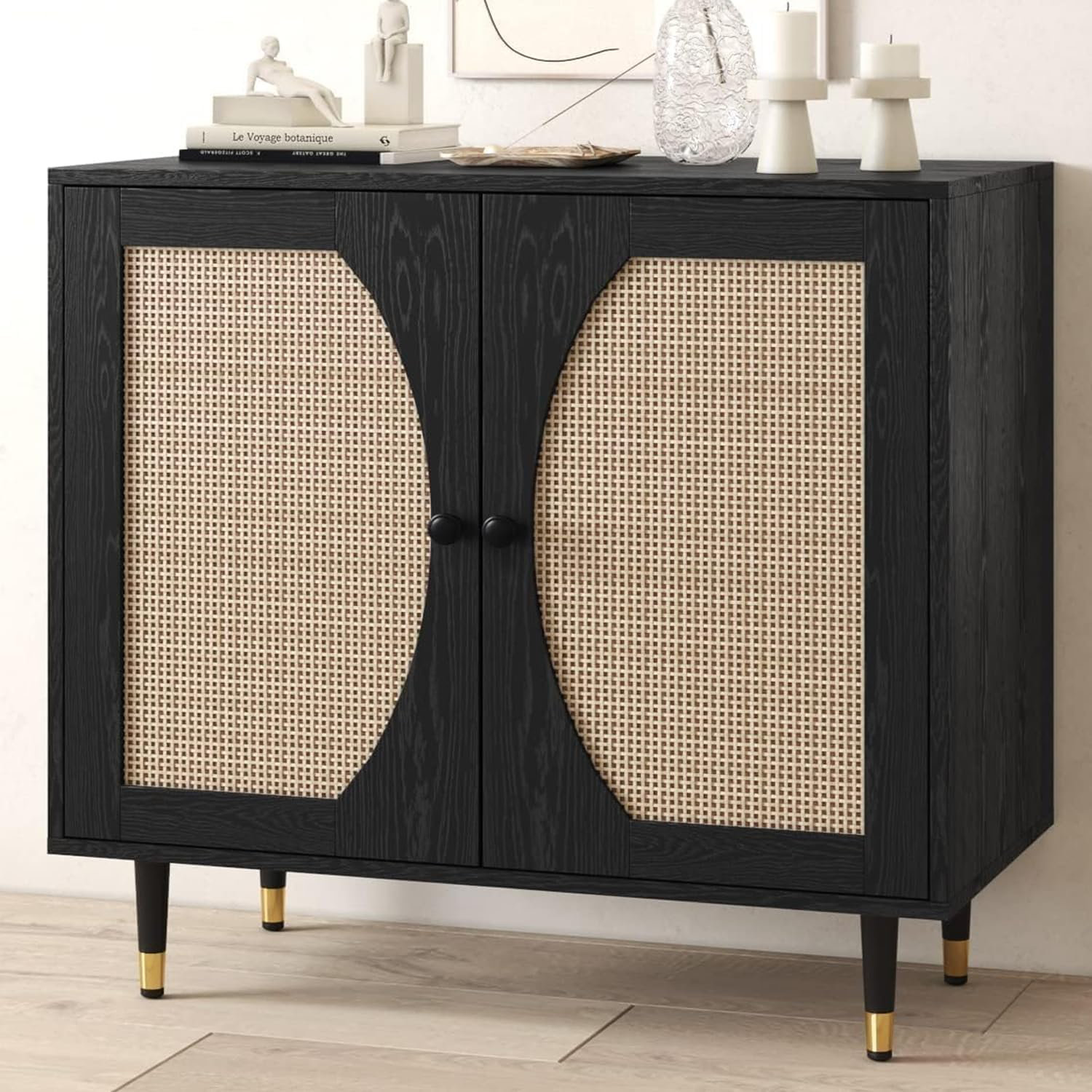 Bay Isle Home™ Rattan Sideboard Cabinet with Doors, Rattan Buffet ...