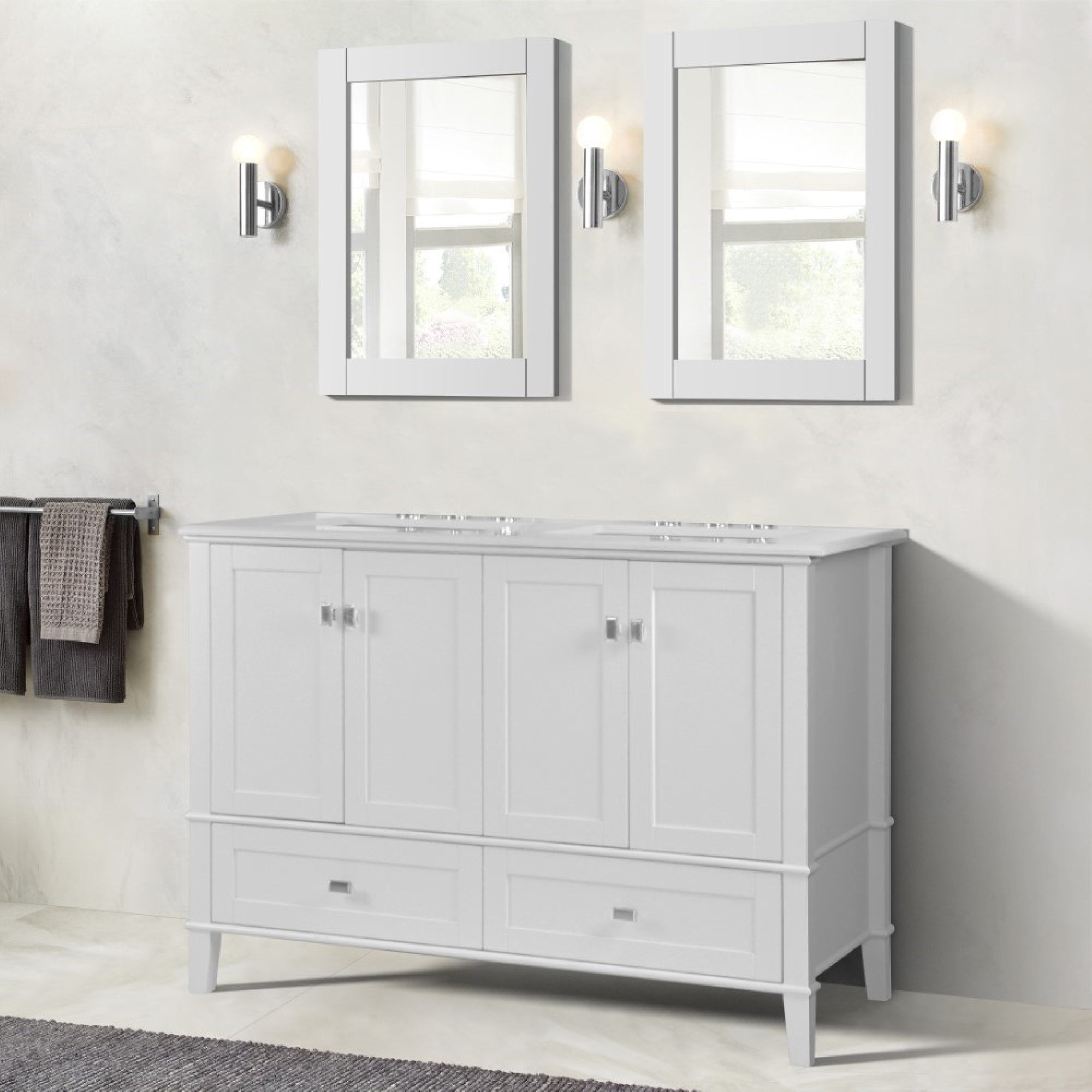 Lark Manor™ Akshayan 49” Double Vanity Set With Quartz Top and Mirrors ...