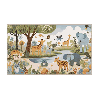 Zoomie Kids Cass SpinClean Safari Kids Machine Washable Area Rug ...