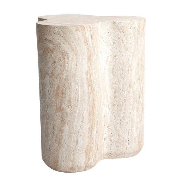 Ivy Bronx Clover Travertine Stone Finish Italian Design MgO Side Accent ...