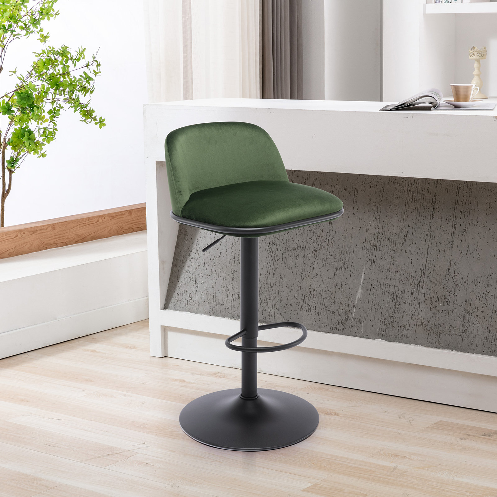 Mercer41 Miloud Adjustable Swivel Barstools Modern Bar Stools Back ...