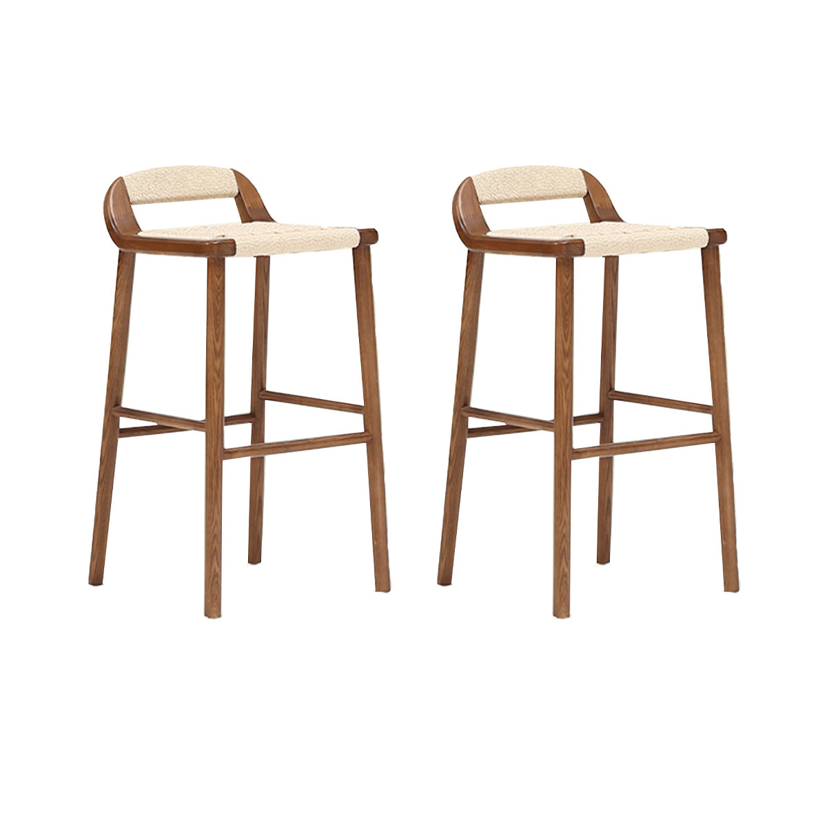 Longshore Tides Nordic Ash Wood Cowhide Paper Rope Woven Seat Cushion ...