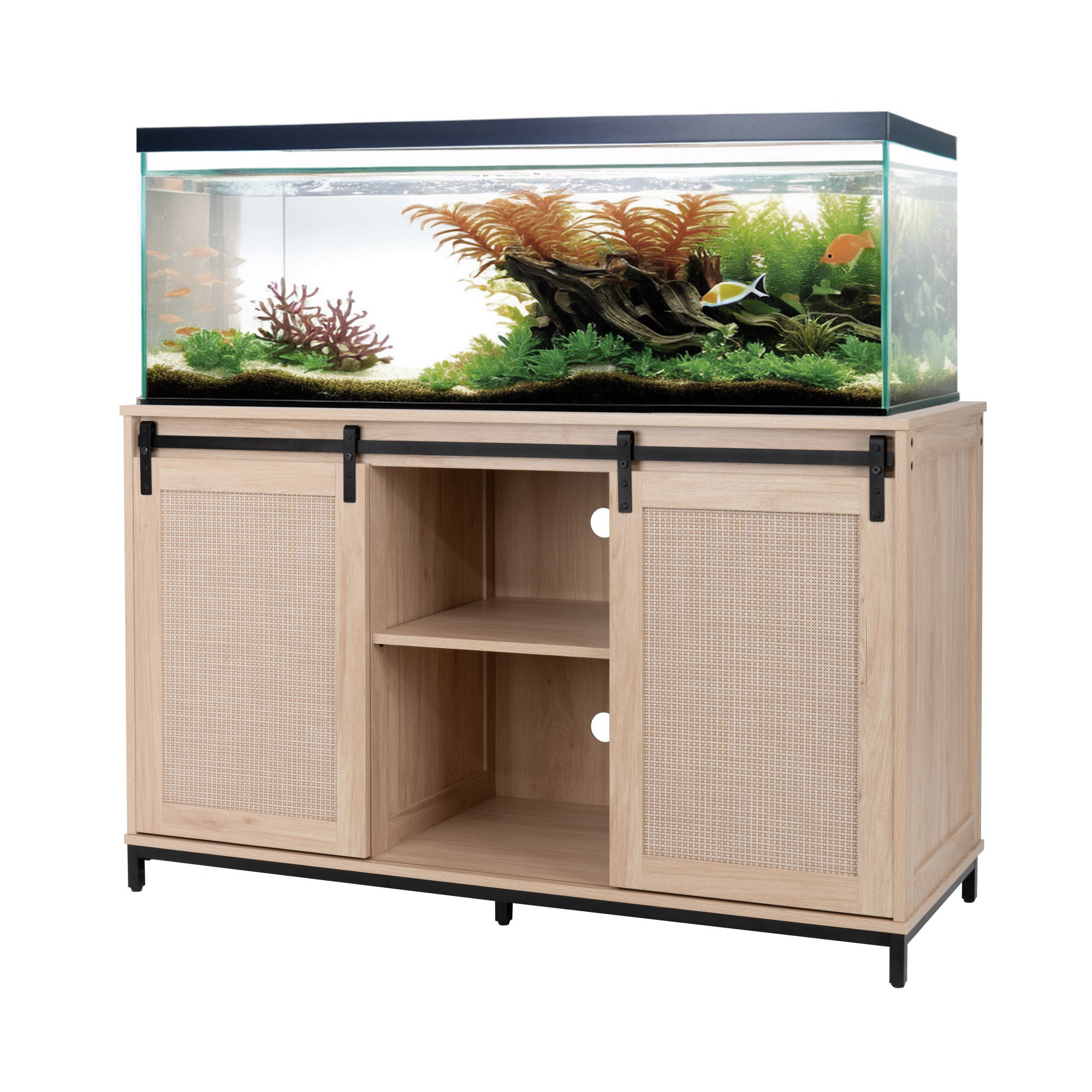 Dakota Fields 55-75 Gallon Fish Tank Stand With Sliding Barn Door | Wayfair