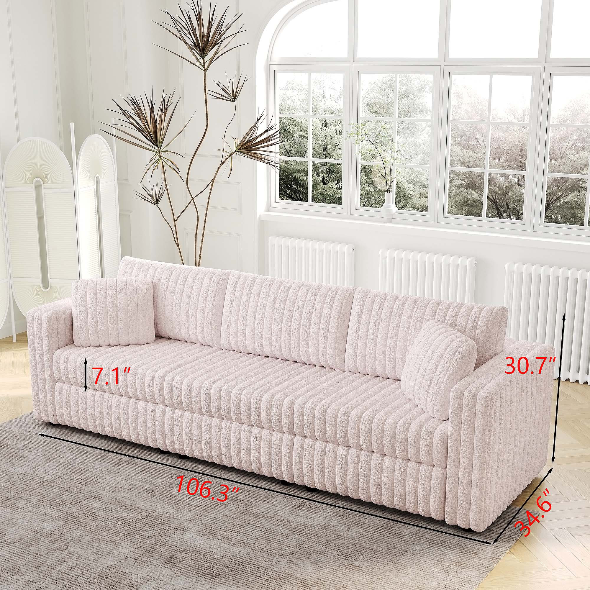 Everly Quinn Comfortable and Versatile 3-Person Sofa with Detachable ...