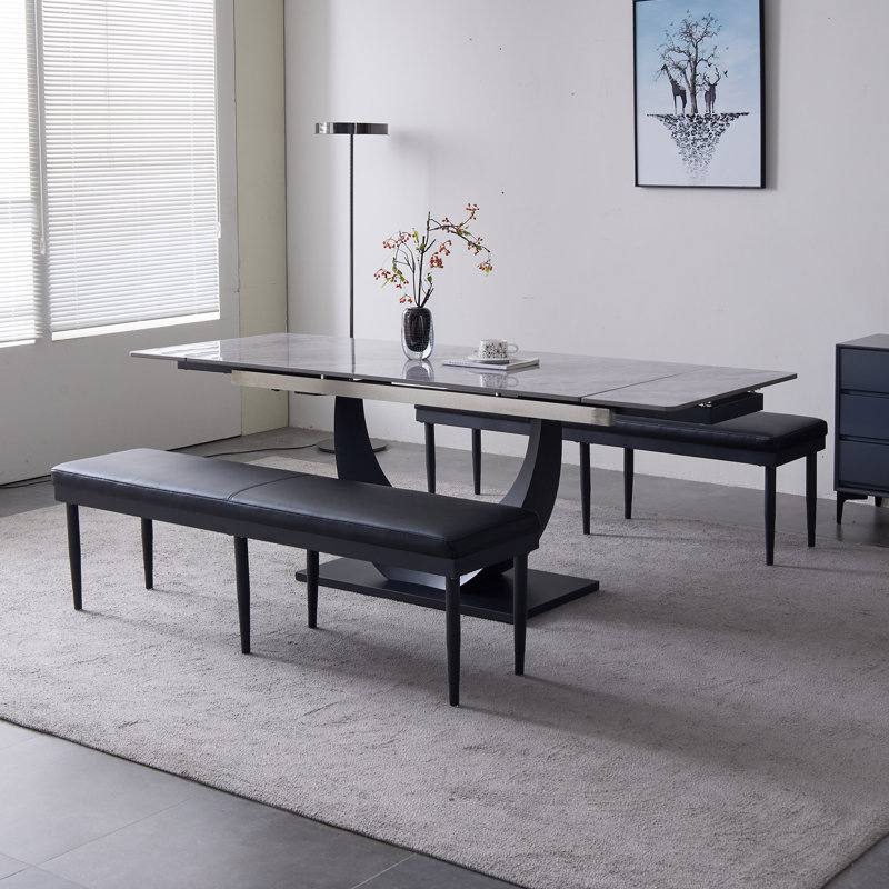 Ivy Bronx The 62"-86"W Luxurious Marble Extendable Dining Table With ...