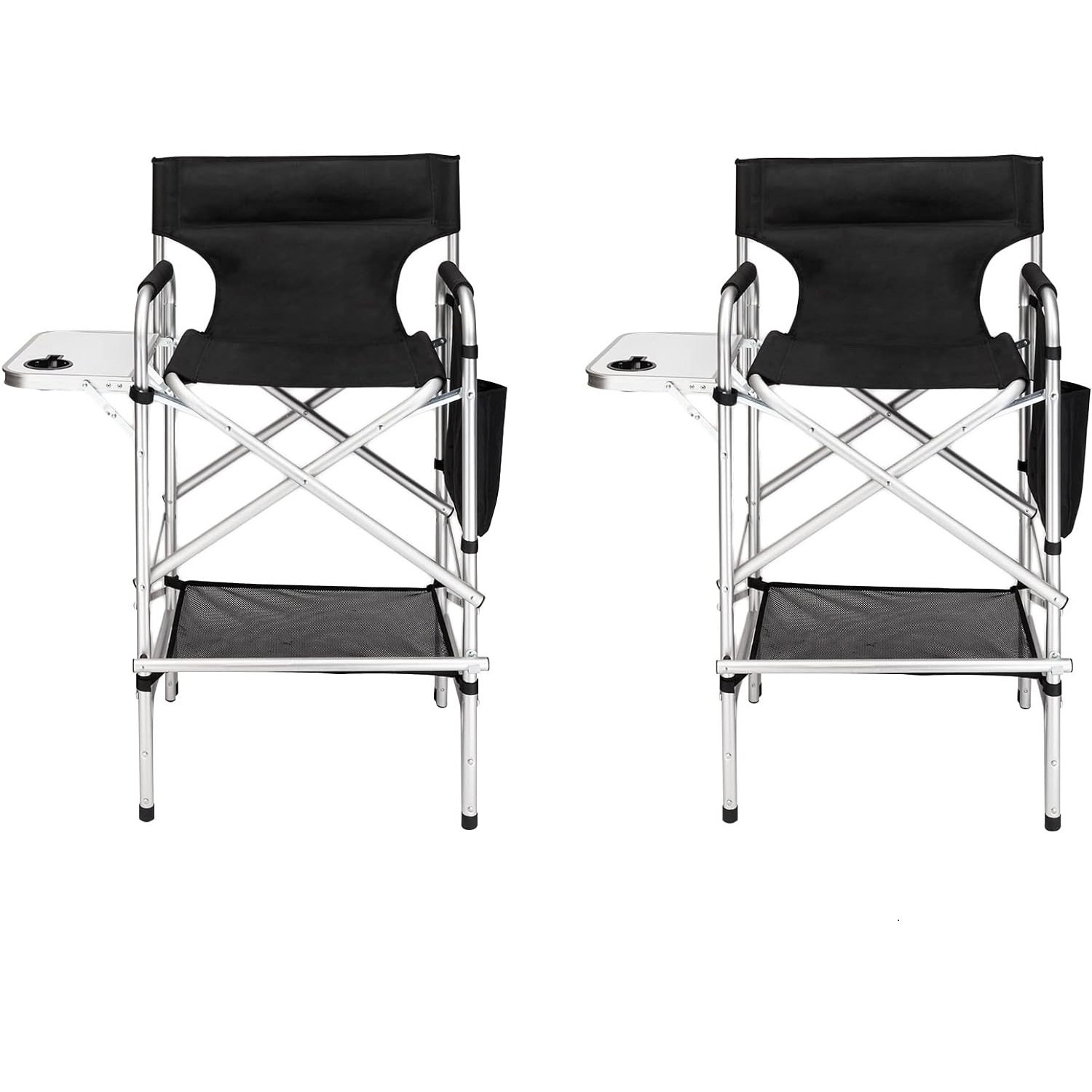 Arlmont & Co. Frame Folding Directors Chair With Side Table(2 Pack ...