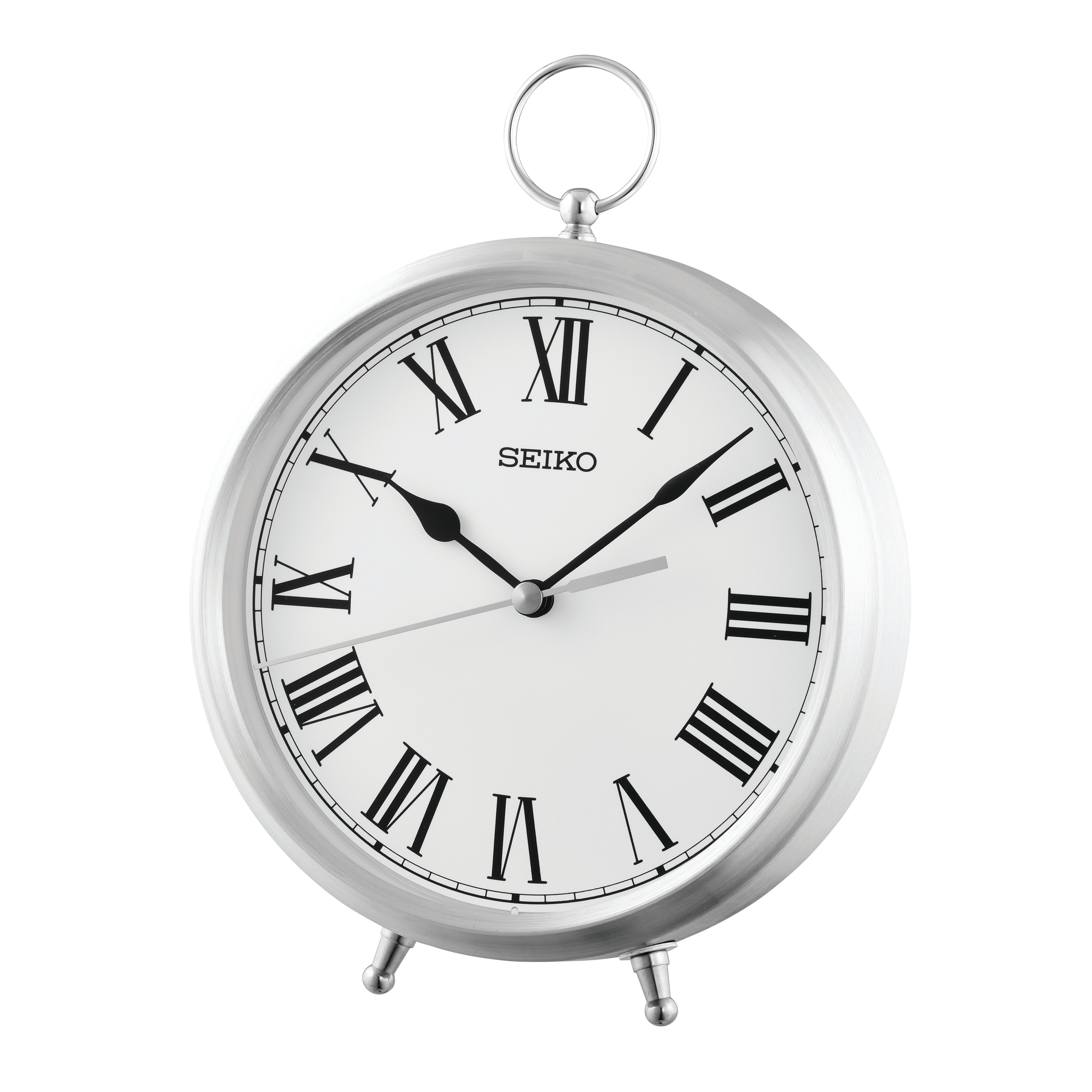 George Oliver QXG155SLH Traditional Desk Table Clock, Silver | Wayfair