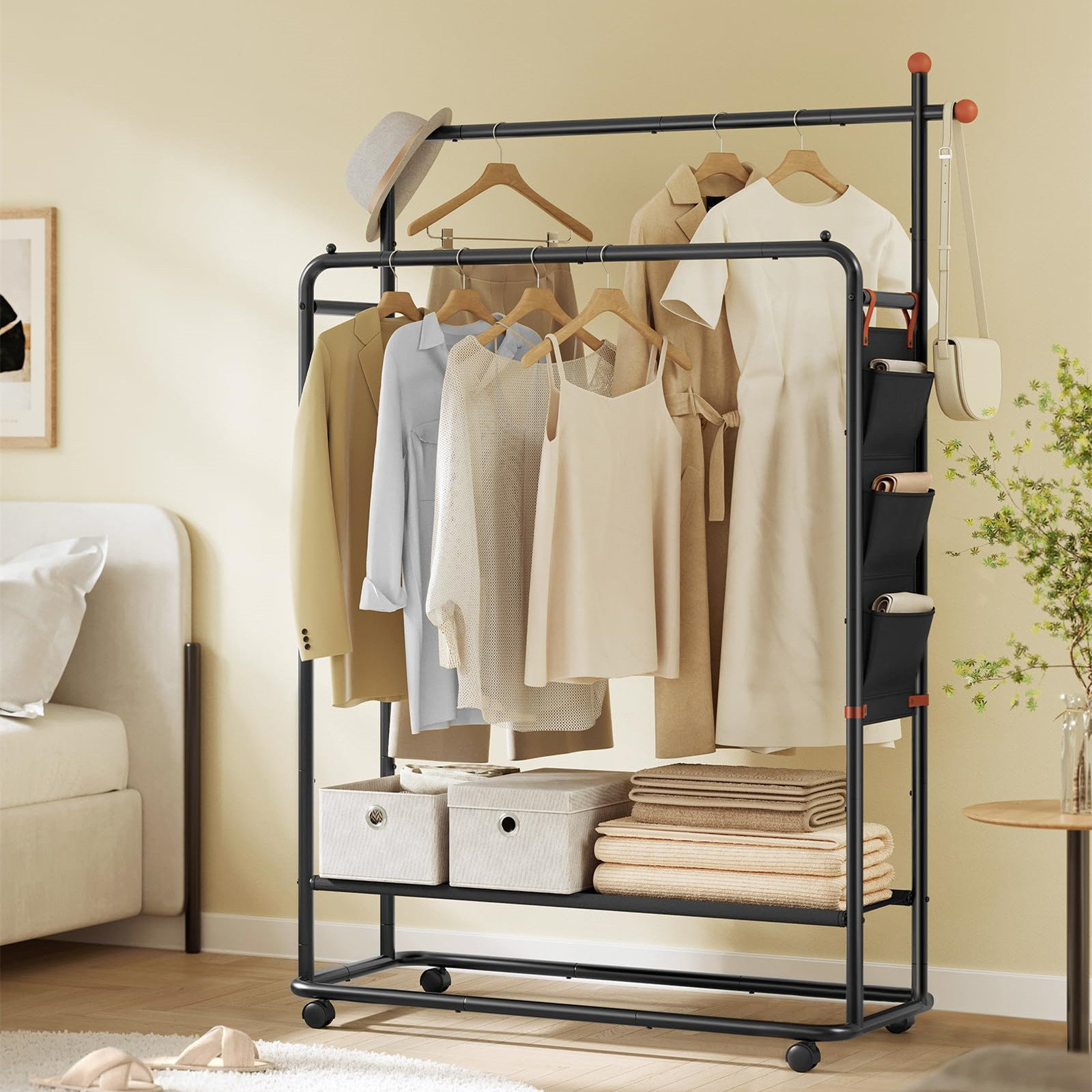 Rebrilliant Double-Rod Clothes Rack | Wayfair