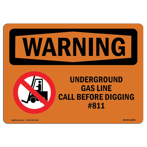 SignMission Underground Gas Line Call Sign | Wayfair