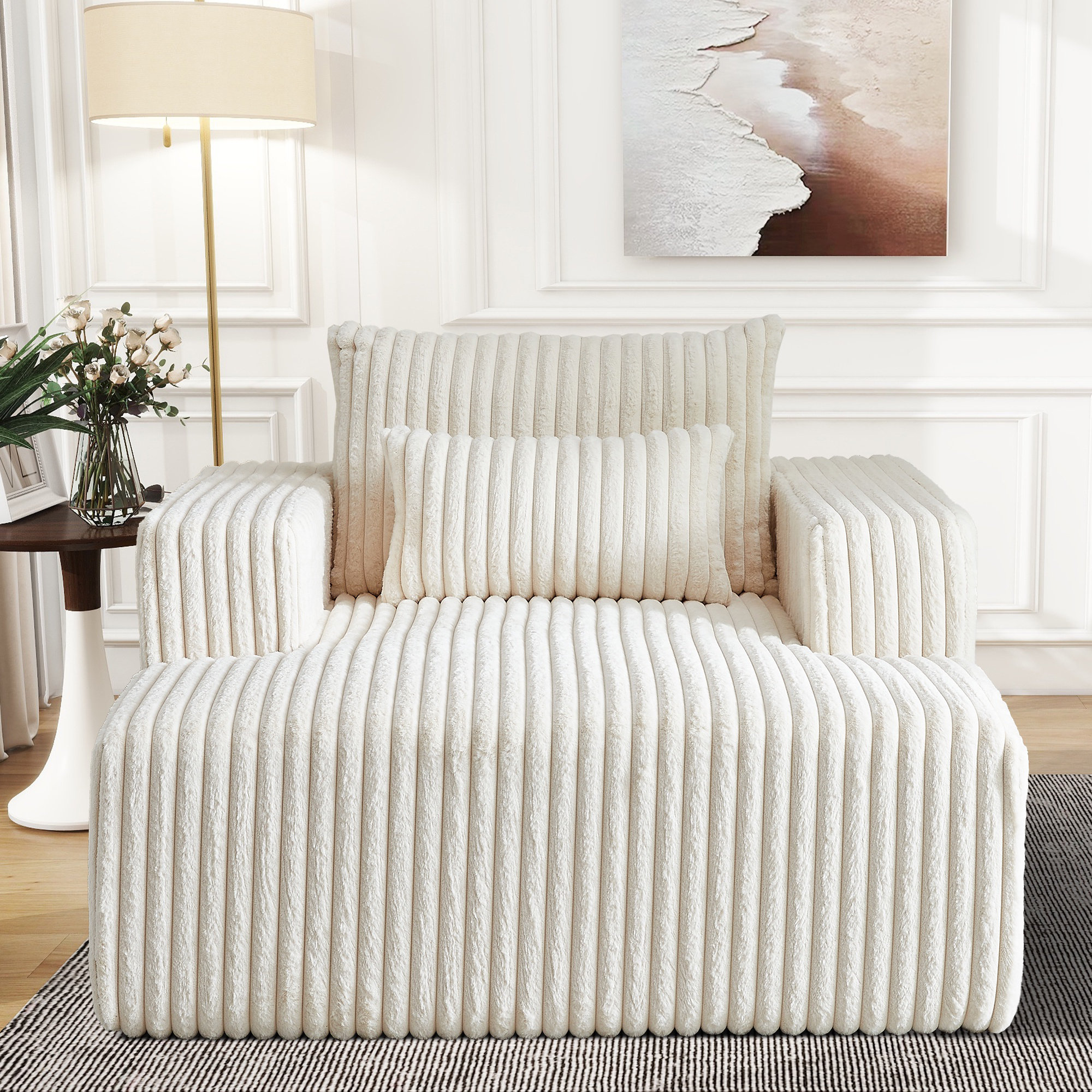 Latitude Run® 62.5" Oversized Chaise Lounge Indoor With Ottoman, No ...