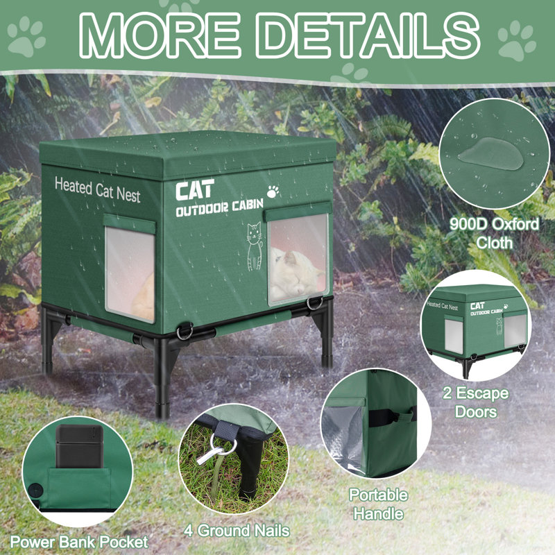 Tucker Murphy Pet™ Heated Cat House With Two-sided Escape Door ...