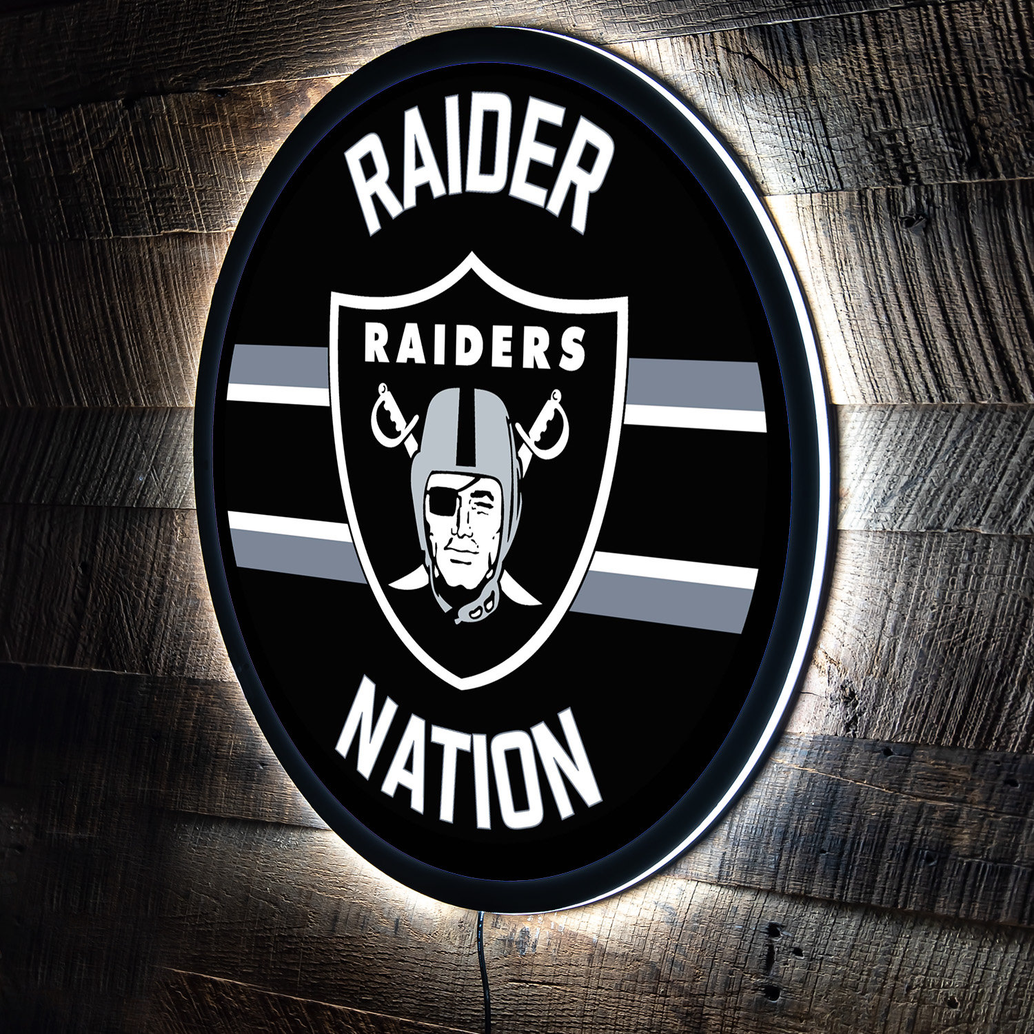 Evergreen Enterprises, Inc Las Vegas Raiders LED Round Wall Sign ...