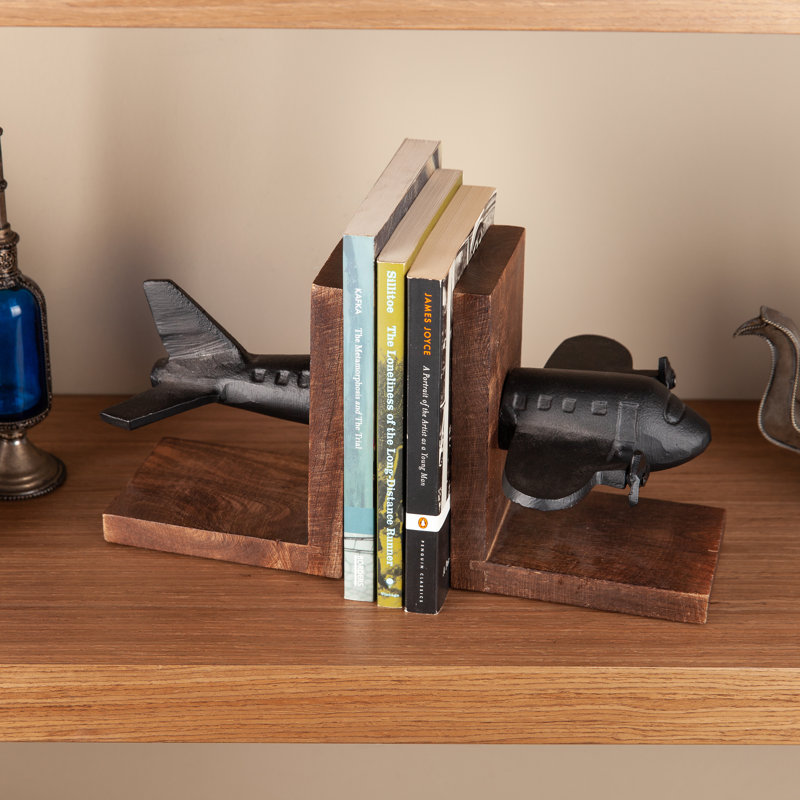 Red Barrel Studio® Airplane Metal and Wood Non Skid Bookends & Reviews ...