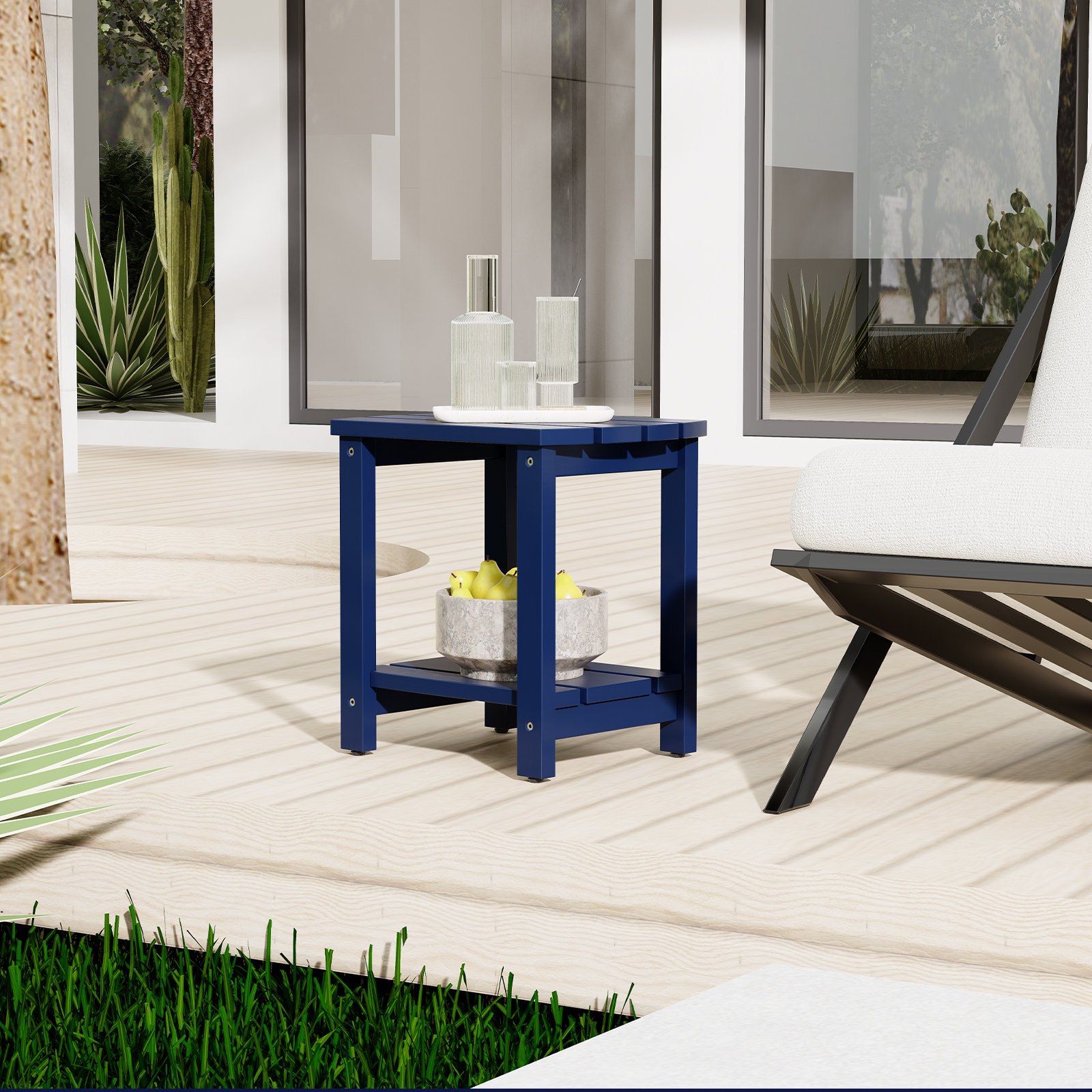 Ebern Designs Rilea Rectangular 16.5'' L x 12.25'' W Outdoor Side Table ...